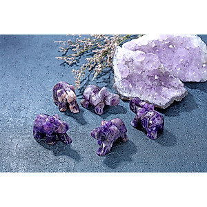 Top Plaza 2 Inches Amethyst Crystals Elephant Figurines Decor Reiki Healing Crystal Stone Crafts Statues Elephant Gifts Collectible Decor for Home Office Desk