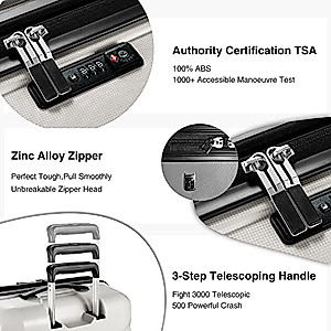 LUGGEX White Luggage Sets 3 Piece - Expandable Carry on Luggage Set with Spinner Wheels - Lightweight Versatile Shopping and Sightseeing.(White Suitcase)