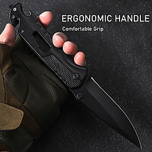 Foxwrta Pocket knife,Knives for Men Tactical with 7Cr17 Stainless Steel 3.95” Blade,EDC Pocket Knives with Clip for Camping,Fishing,Hunting,Survival and Outdoor Activities-Good for Mens Gift