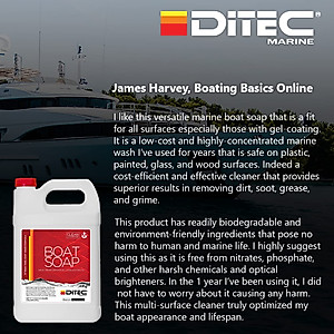 DITEC Marine Boat Soap, 1 Gallon | Reliable Marine Cleaning Products | Streak-Free Formula Boat Cleaner | High Performance Marine Safe Boat Soap | Premium Boat Wash Concentrate