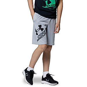 Under Armour boys Prototype 2.0 Logo Shorts , Mod Gray (011)/Black , Youth X-Small