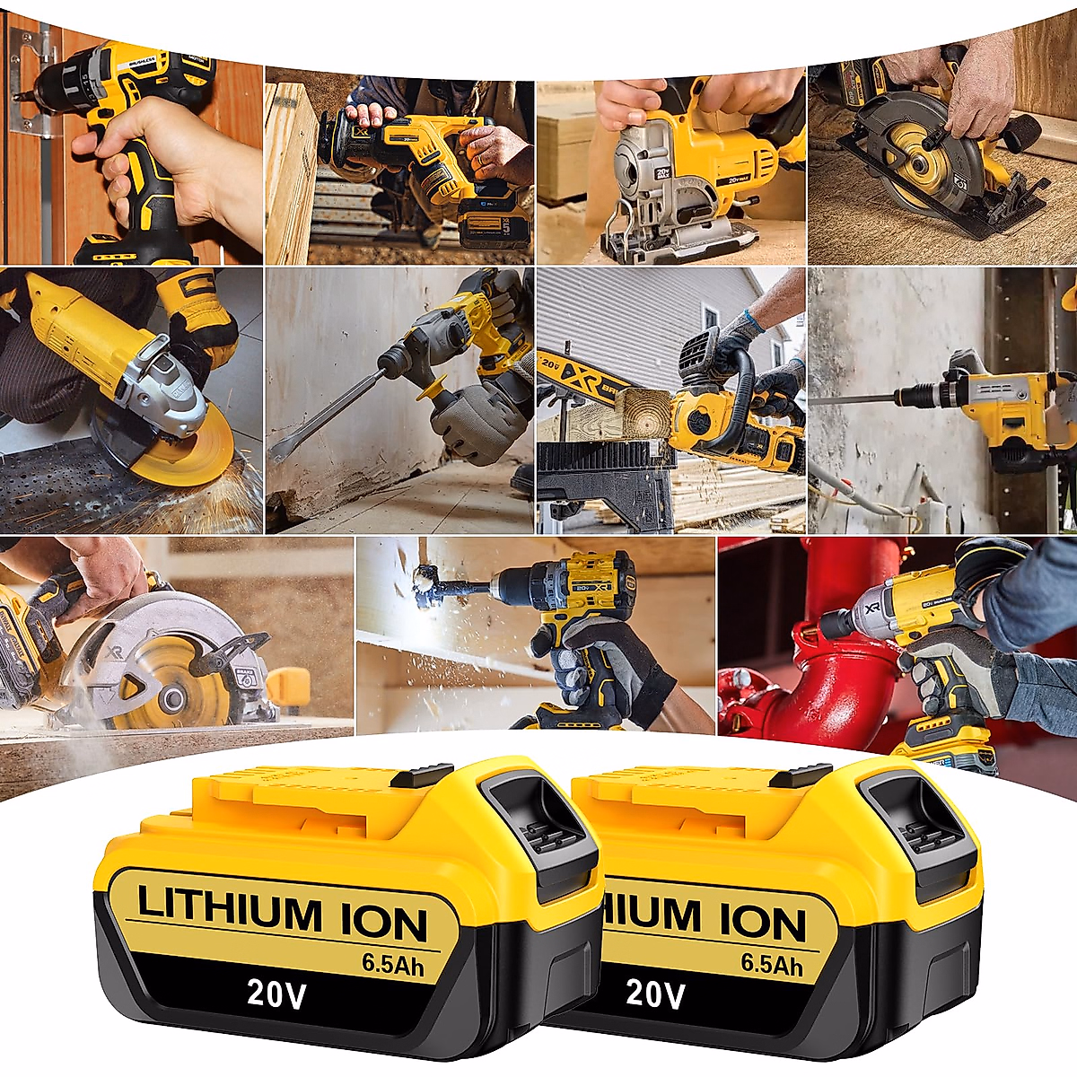 ZKpilse 2 Pack 20V 6.5Ah Batteries Replacement for 20V Max Battery Cordless Tools DCB180 DCB181 DCB200 DCB201 DCB203 DCB204 DCB205 DCB206 DCB207