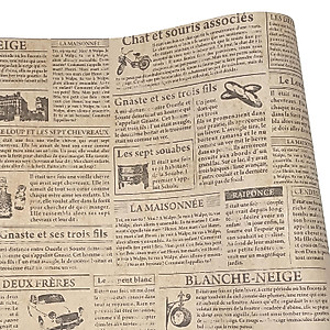 Yifely Retro Beige Newspaper Furniture Paper Self-Adhesive Shelf Liner Countertop Sticker 17.7 Inch by 9.8 Feet