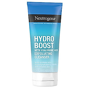 Neutrogena Hydro Boost Gentle Exfoliating Daily Facial Cleanser with Hyaluronic Acid, Face Wash Clinically Proven to Increase Skin's Hydration Level, Oil-Free & Non-Comedogenic, 5 oz