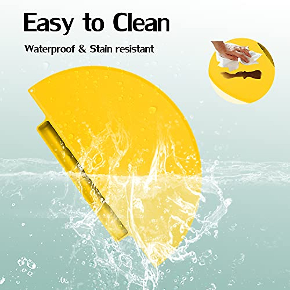 Food Catching Baby Placemat with Suction, Kids Portable Placemats for Dining Table, Premium Silicone toddler baby eating mat, Dishwasher Safe, Easy to Storage and Carry (Yellow)