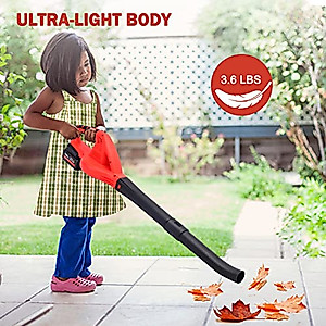 Hitish Cordless Leaf Blower, 20V 130MPH Electric Leaf Blower with 2 x 2.0Ah Battery & Fast Charger, Portable Leaf Blower with 2 Section Tubes & 2 Speed Control for Blowing Leaves, Snow Debris & Dust