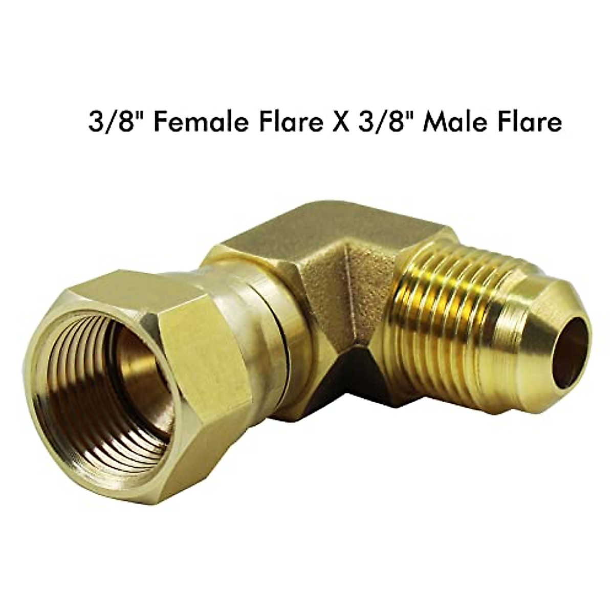 MENSI Propane Gas Water Oil 90 Degree Elbow Connector Coupling Fittings For BBQ Grills, Olympian Wave Heater Replacement For Camco 57633 (3/8" female swivel flare x 3/8" male flare)