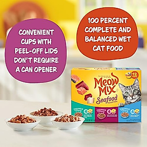 Meow Mix Seafood Favorites Chunks in Gravy Wet Cat Food Variety Pack, 2.75 Ounce (Pack of 12)