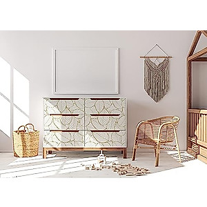 Peel and Stick Wallpaper Gold Contact Paper Leaf Wallpaper Boho Leaves Peel and Stick Wallpaper Self-Adhesive Wallpaper Waterproof Wallpaper for Wall Home 17.7" X118"