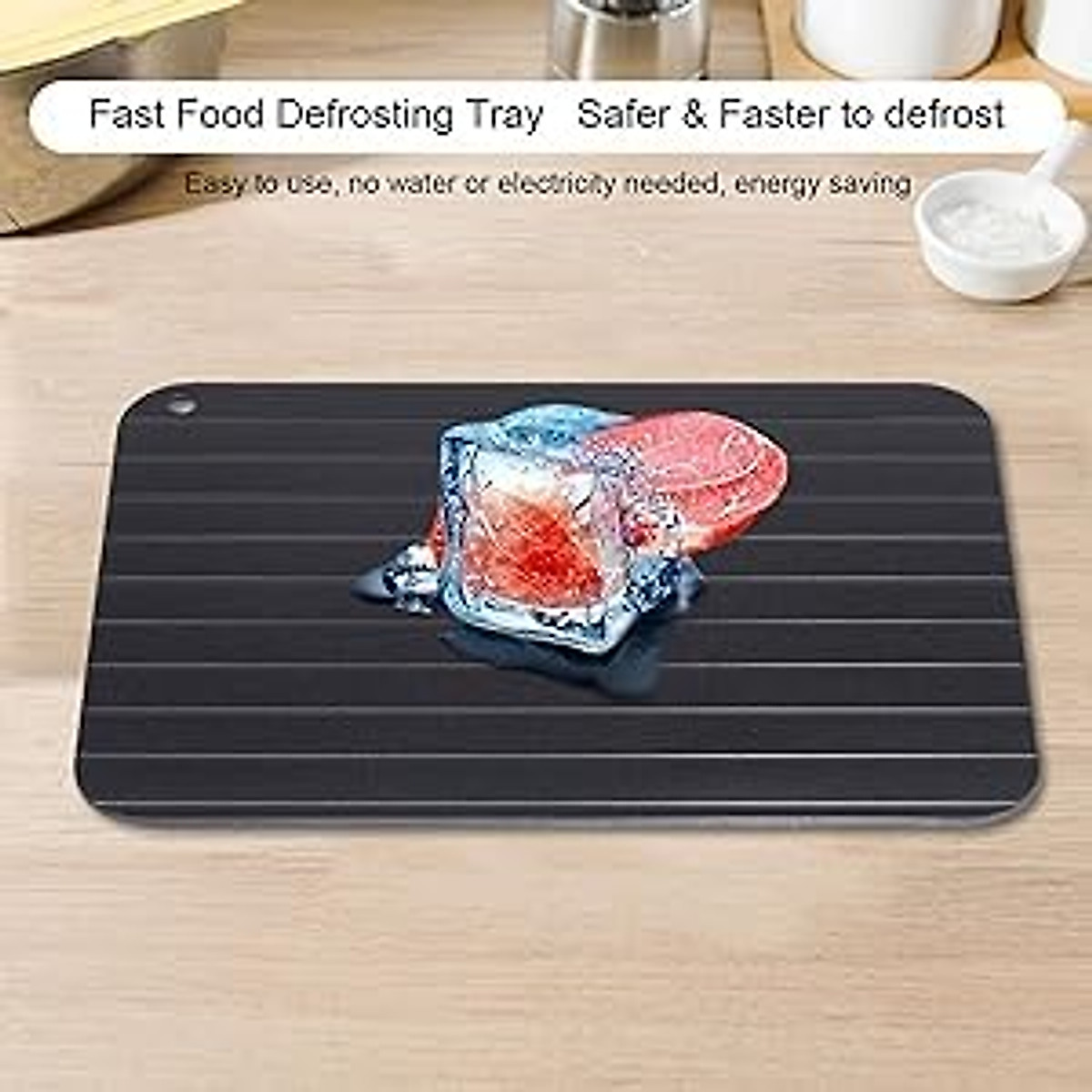 Quick Defrosting Tray,Aviation Aluminum Safety Preservation and Thawing Plate Up to 3 Times Faster Defrosting for Frozen Food Meat Seafood No Electricity No Batteries
