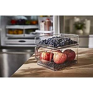 Spectrum Diversified Hexa in-Fridge Large Refrigerator Bin for Storage and Organization of Fruit Vegetables Produce and More, 8.5 x 6 x 4.25, Clear/Dark Gray