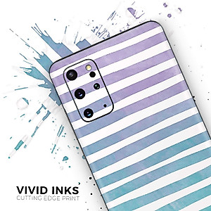 DesignSkinz Purple to Green Watercolor Ombre Stripes Protective Vinyl Decal Wrap Skin Cover Compatible with The Samsung Galaxy S20 (Screen Trim & Back Glass Skin)