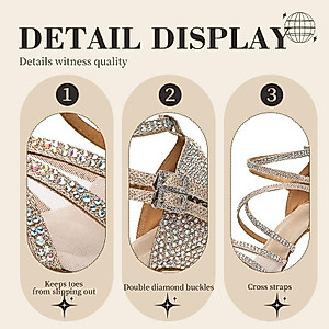RUYBOZRY Women Latin Dance Shoes Rhinestones Ballroom Salsa Bachata Wedding Perfermence Dancing Shoes,YCL508-Gold-8.5,US 5