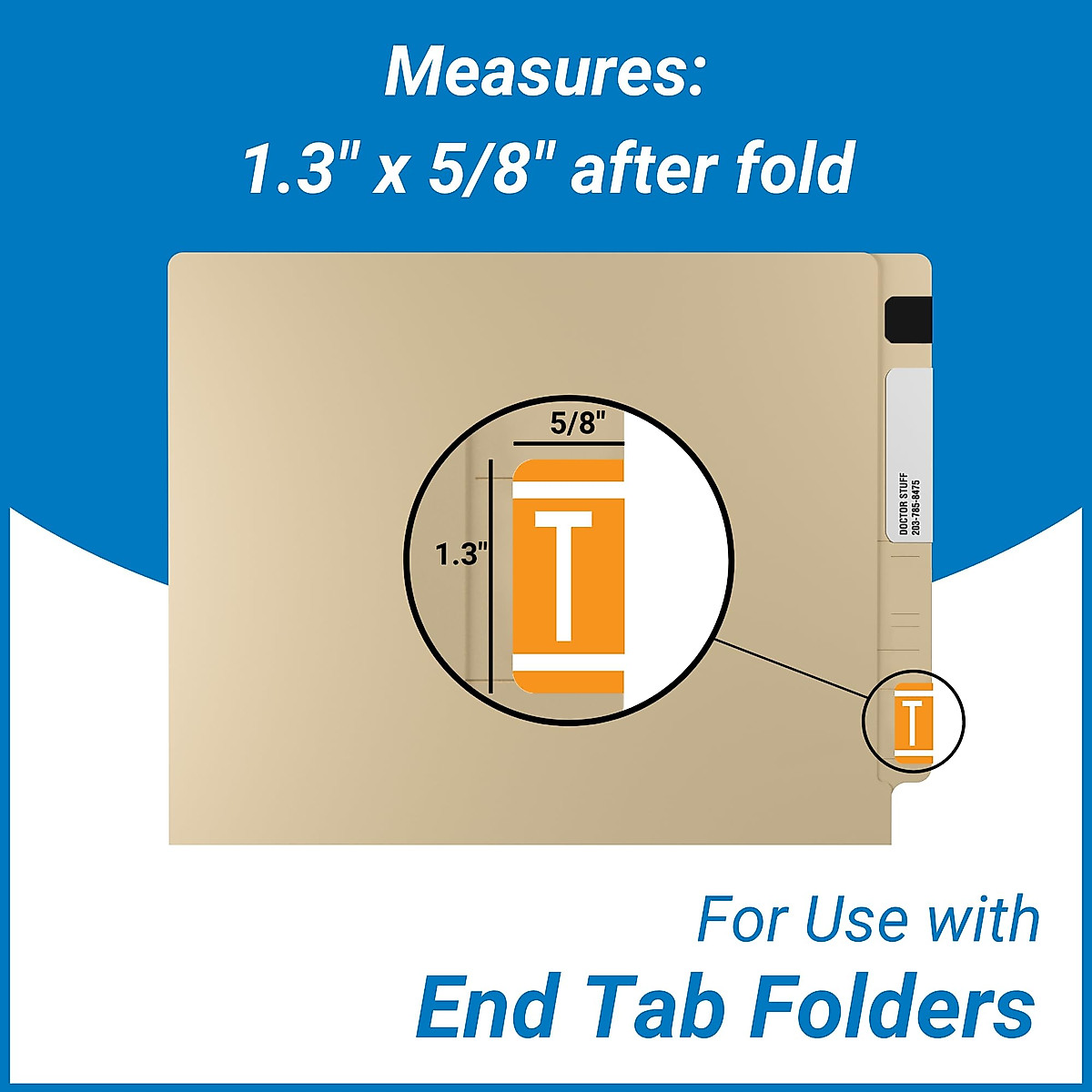 Doctor Stuff - File Folder Labels, Ringbook Sheets Alphabet Letter T, VRE/GBS 8850 - VRAM Series Compatible Alpha Stickers, Orange, 1.3" x 1.25", 200/Package