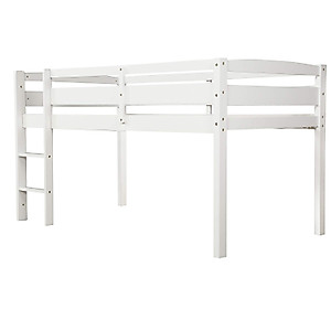 CITYLIGHT Twin Low Loft Bed, Junior White Wood Loft Bed with Ladder, MDF & Pine Frame, 200LBS Capacity, No Box Spring Needed