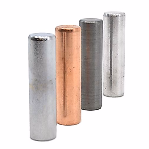 4pc Metal Cylinder Set - Aluminum, Zinc, Copper & Steel - 1.5" x 0.4" - for Density Investigation, Specific Gravity & Specific Heat Experiments - Eisco Labs