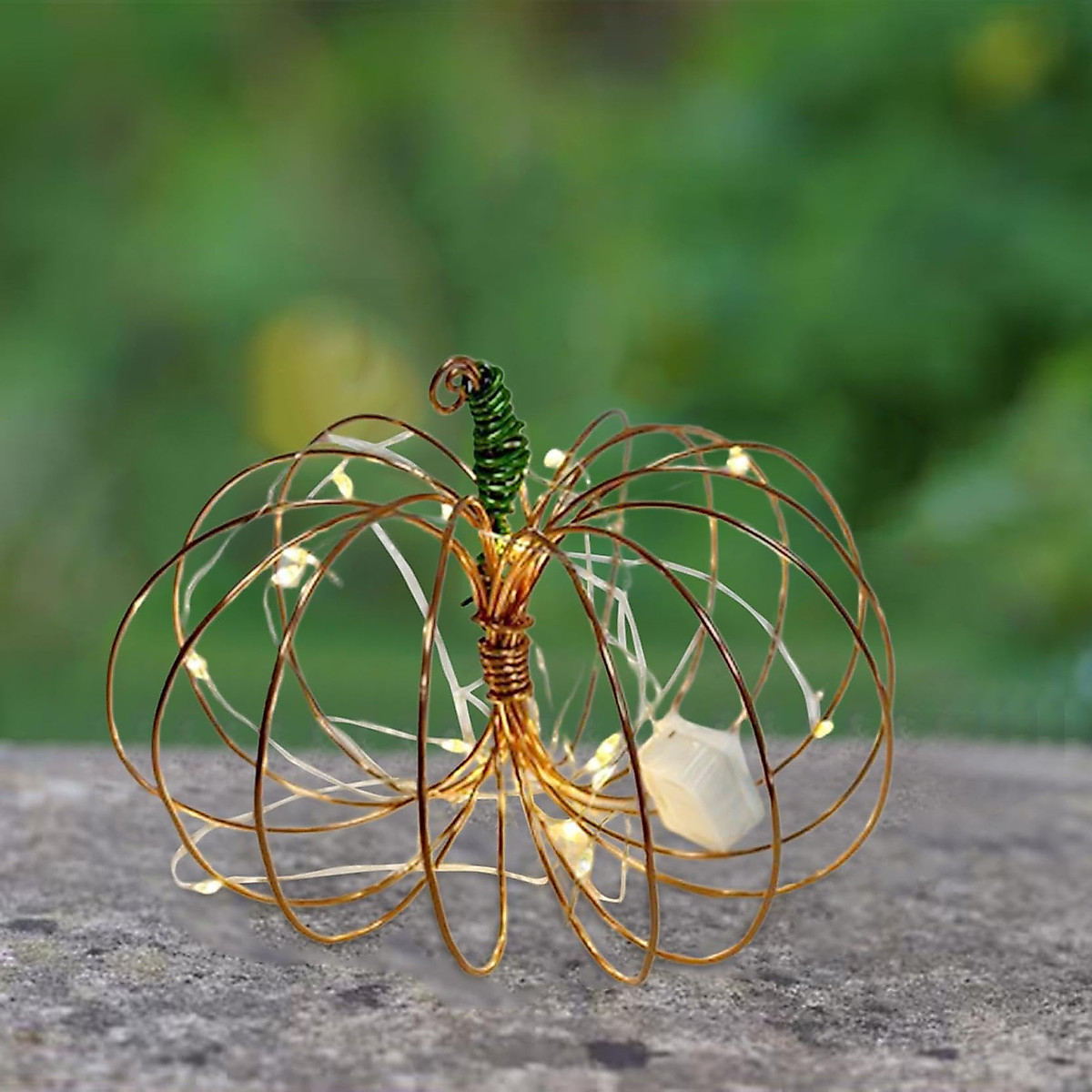 ROTORS Wire Pumpkin Decor with Fairy Lights, Autumn Decor Thanksgiving Table Centerpiece Halloween Decoration Fall Decor Fall Garland (Bronze)