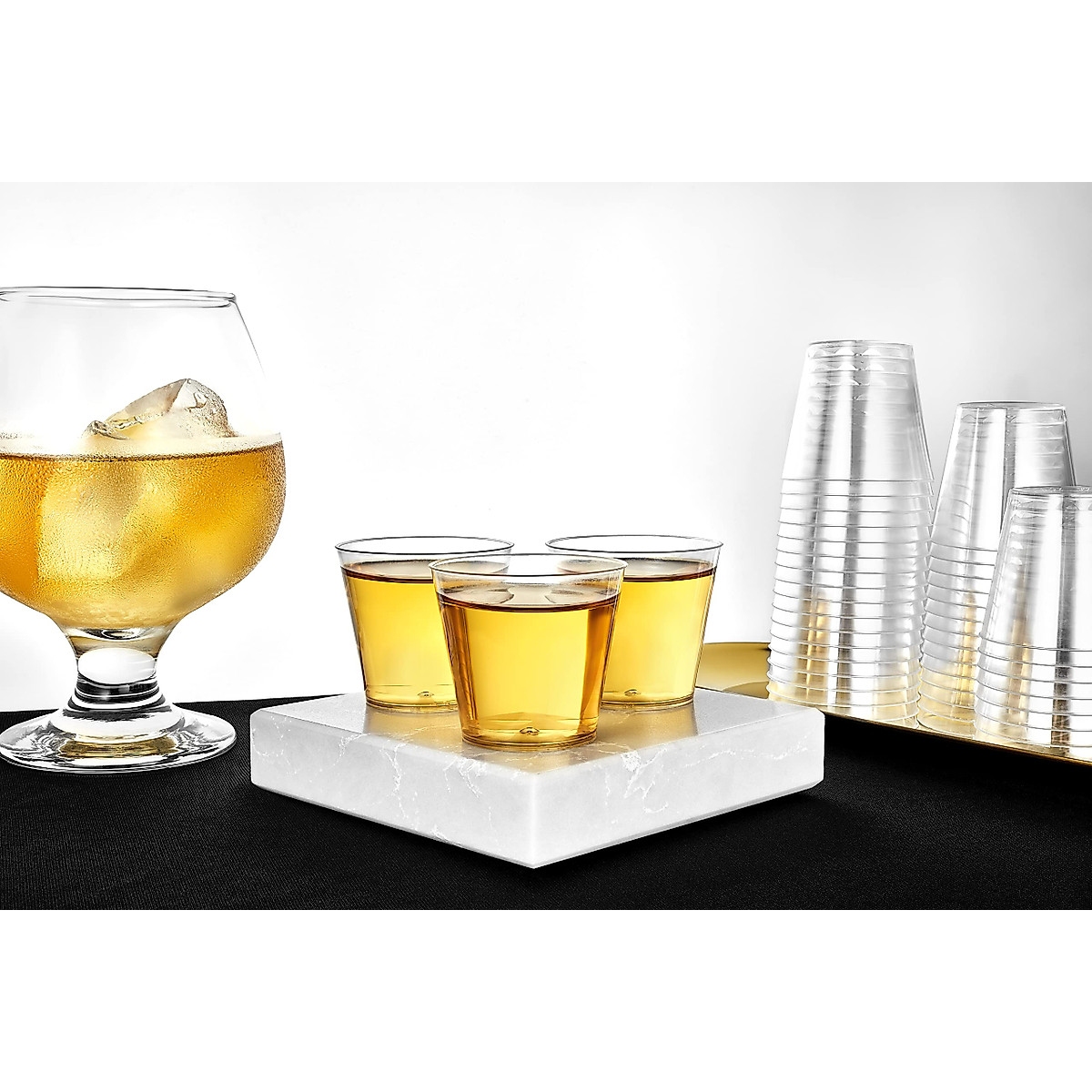 Hanna K. Signature 100 Shot Glasses 2oz Clear Premium Hard Plastic Disposable Cups, Ideal for Jello Shots, Wine Tasting, Condiments, Sauce, Dipping, Samples (12217)