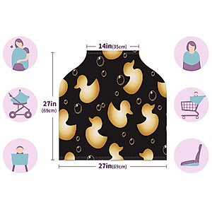 Baby Car Seat Stroller Covers Cute Gold Duck On Black Nursing Cover Breastfeeding Scarf Soft Breathable Stretchy Coverage Carseat Canopy Cover for Boys and Girls Multi Usefor Baby Shower