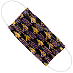 Popfunk University of Northern Iowa Logo Repeat - UNI Panthers Home 1-Ply Reusable Face Mask Covering with Adjustable Nose Wire, Unisex