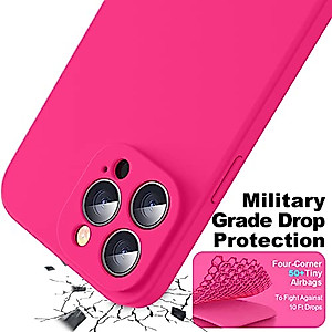 Ktele Compatible with iPhone 14 Pro Case, AB-Grade Liquid Silicone Case, [Four Corner 50+Tiny Airbags Shockproof] [Soft Microfiber Lining Anti-Scratch] Camera All-Round Protection Case - Hot Pink