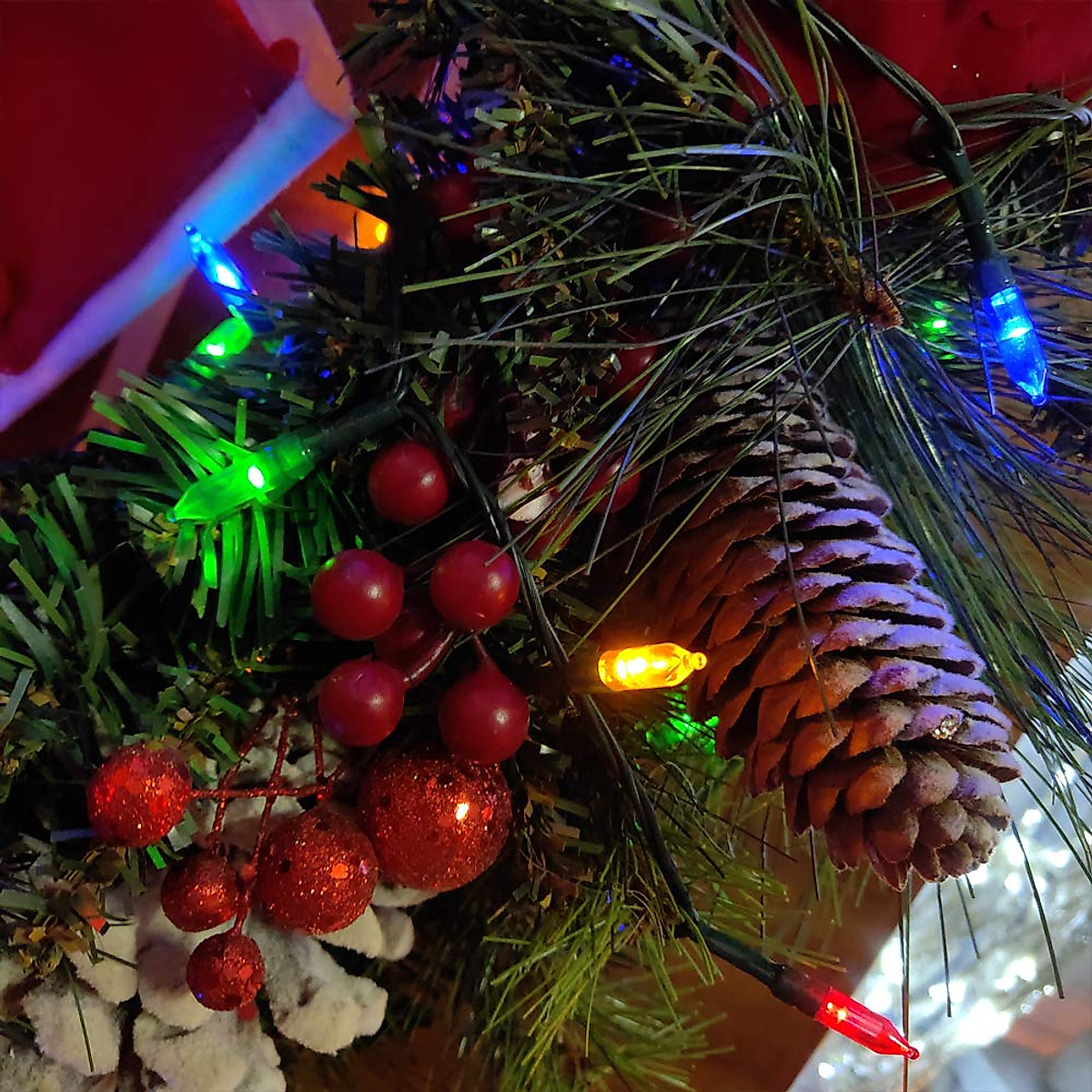 LOENDE Battery Operated String Lights with Timer Christmas Lights 100 LED 8 Modes String Lights Mini Lights Set for Indoor Outdoor Wedding Party Home Garden Wreath, Waterproof, Multicolored