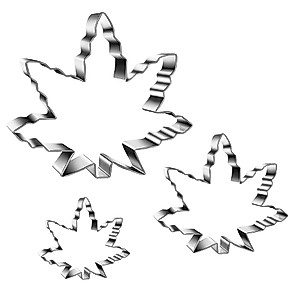 GEEKLEAF Large Cookie Cutters DIY Accessories Stainless Steel Cookie Press, Pancake Mold, Mini Cookies Stamps, Brownie Cutter, Gifts for Men & Women (Set of 3 PCS - Leaf Shape)