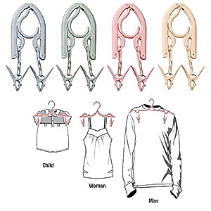 Iimin Portable Folding Travel Clothes Hangers with Clips Travel Accessories，Foldable Non-Slip Lightweight Shirts Socks Underwear Clothes Hangers Drying Rack for Home Outdoor Travel（12 Pcs）