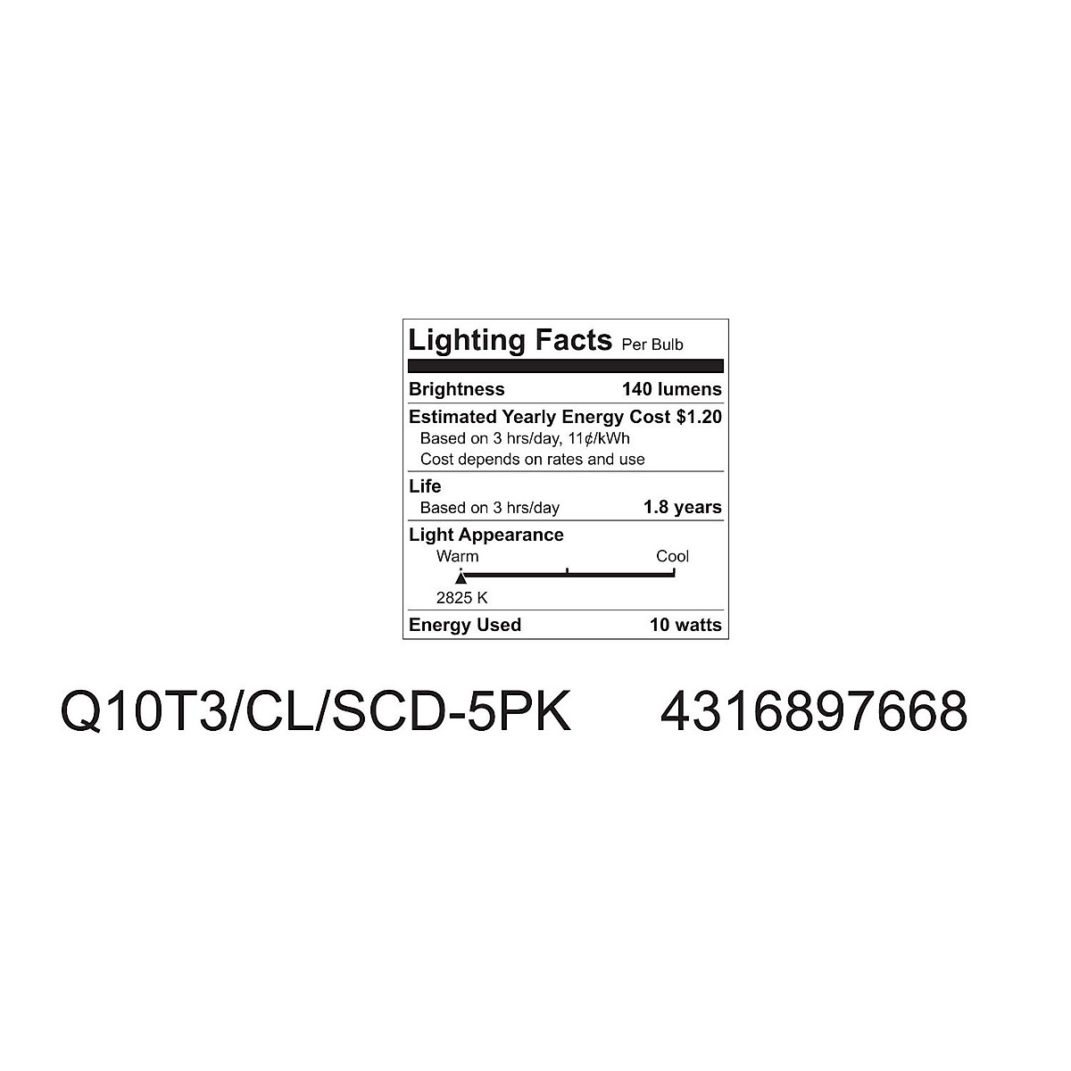 10-Watt T-3 Bi-Pin Quartz Halogen Lamp