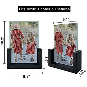 MEBRUDY 8x10 Picture Frame 2 Pack, Black Photo Frames with Tempered Glass Cover and Wooden Base for Tabletop or Desktop Display