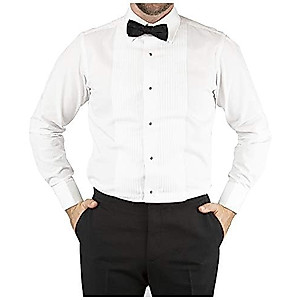 Sir Gregory Men's Regular Fit Tuxedo Shirt 100% Cotton Laydown Collar French Cuff 1/4 Inch Pleat 16.5 Neck 32/33 Sleeve White