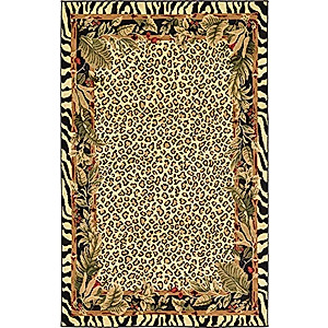 Unique Loom Wildlife Collection Animal Inspired with Cheetah Bordered Design Area Rug, 5 ft x 8 ft, Ivory/Black