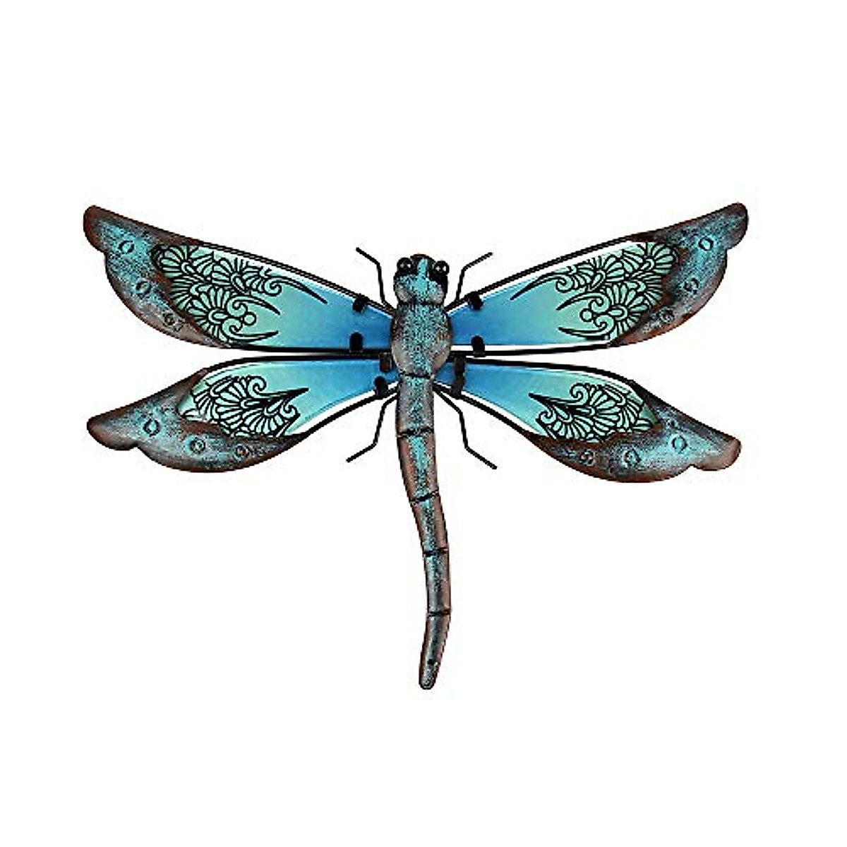 LIFFY Metal Dragonfly Wall Decor - Outdoor Wall Decor Garden Dragonfly Decor for Patio - Dragonfly Metal Wall Art for Living Room, Bedroom, Dragonfly Gifts(14inch, Metal&Glass)
