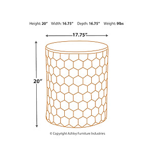 Signature Design by Ashley Polly Geometric Honeycomb Indoor Outdoor Accent Stool or Table, White
