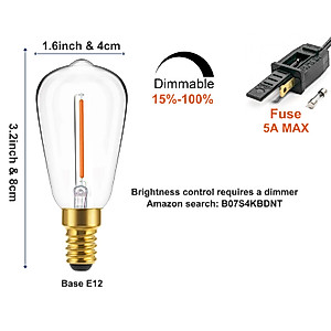 Newpow Edison Vintage String Lights Replacement Bulb, Warm Light - 2200k Shatterproof Dimmable Waterproof - 6 Pack