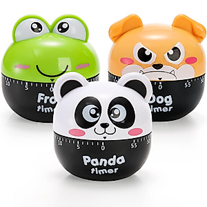 DEAYOU 3 Pack Mechanical Kitchen Timer, 60 Minute Egg Timer for Cooking, Small Cute Countdown Timer, Wind Up Manual Dial Rotating Timer Reminder for Kid, Senior, Baking, Exercise, Study, Loud Alarm