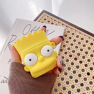 Aikeduo for Airpods 2 Case Cute Funny Cartoon Character Simpsons Cartoon Unique Cover Cool Keychain Skin Fashion Animal White Bear Cases for Girls Kids Teens Boys for Airpods 1 Case (Simpsons)