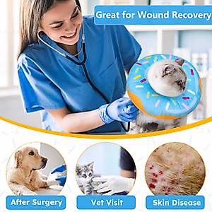 Hpetppy Cat Cone Collar Soft, Cat Recovery Collar for Wound Healing Cute Cat Donut Adjustable Cat Cones to Stop Licking Comfortable Lightweight Neck Elizabethan Collars for Cats Kittens After Surgery