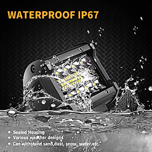 LED Pods ,TURBO SII 4 Inch 60W Led Light Bar Spot Flood Combo Off Road LED Fog Lights Triple Row Led Work Lights for Jeep Trucks Polaris Boats Pickup UTV ATV,4 Pack