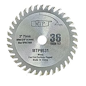 MTP Approx 3" (75mm) Wood Plastic TCT (3/8" 9.5mm Arbor) Cutting Blade for Ryobi Milwaukee Dewalt Cut Off Saw (1)