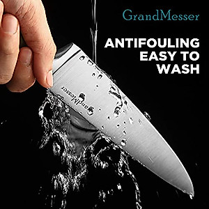 GrandMesser Chef Knife Set, 8" Chef's Knife & 5" Paring Knife with High Carbon German Stainless Steel Forging, Ergonomic Color Non-Slip Handle, Kitchen Knife with Gift Box.