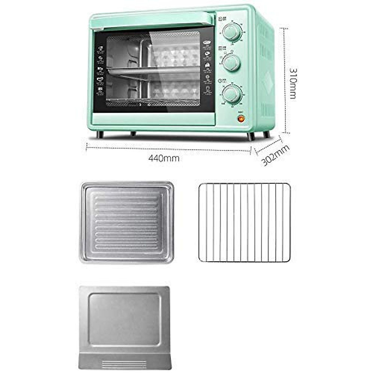 30L Mini Oven Adjustable Temperature Timing Four-layer Baking Position Household Baking Multifunctional Automatic Electric Oven for Baking Cakes And Bread Mini Ovens Happy Life