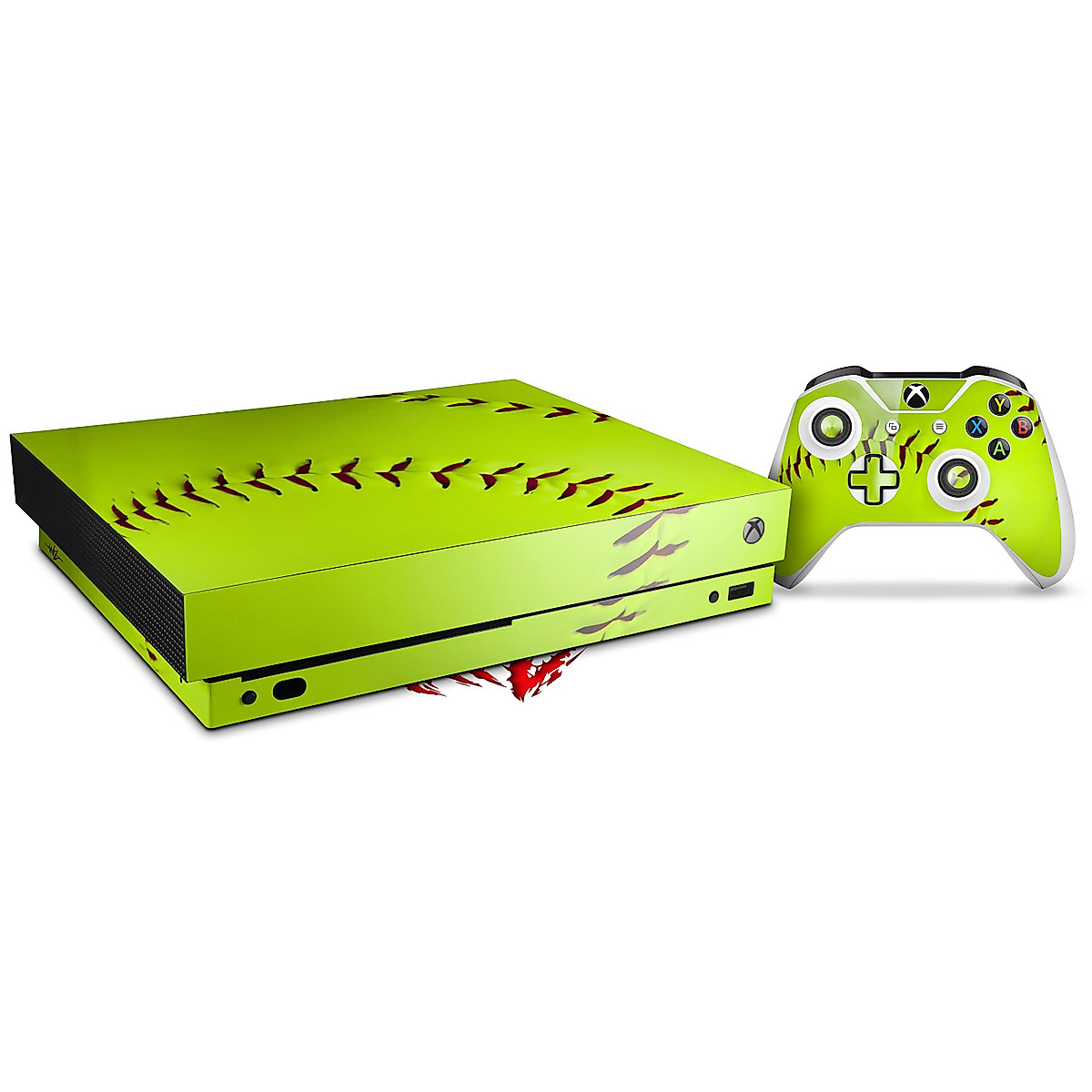 WraptorSkinz Decal Vinyl Skin Wrap Compatible with Xbox One X Console and Controller - Softball