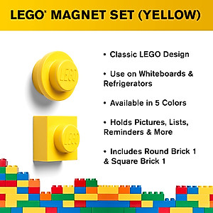 Room Copenhagen, Lego Magnet Set - 2 Piece Fridge, Whiteboard Magnets - Bright Yellow (40101732)
