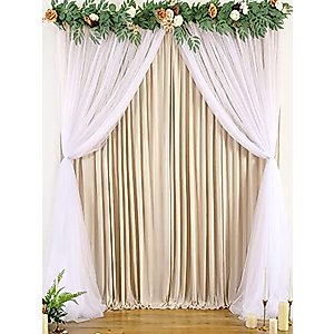 Champagne Tulle Backdrop Curtains for Baby Shower Party Wedding Photo Drape Backdrop for Photography Props Engagement Bridal Shower 5 ft X 10 ft