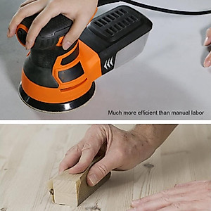 5-Inch Random Orbit Sander 3.0A With 12Pcs Sandpapers, 6 Variable Speed 6000-13000RPM Electric Sander, High Performance Dust Collection System, Sander For Woodworking - PRS01A