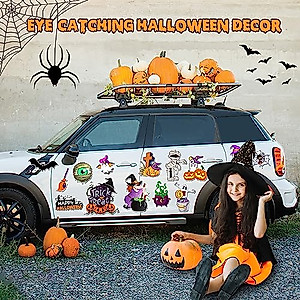 16 Pcs Halloween Magnets Reflective Car Magnets Decorations Halloween Refrigerator Magnetic Stickers Holiday Pumpkin Bat Magnet Stickers Accessories for Car Garage Door Fridge Locker Metal Surface