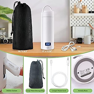 TYEMUI Travel Electric Kettle - Portable Travel Kettle Water Boiler, 380ml Small Electric Travel Tea Kettle, Stainless Steel Hot Water Kettle with 4 Temperature Control, Auto Shut-Off