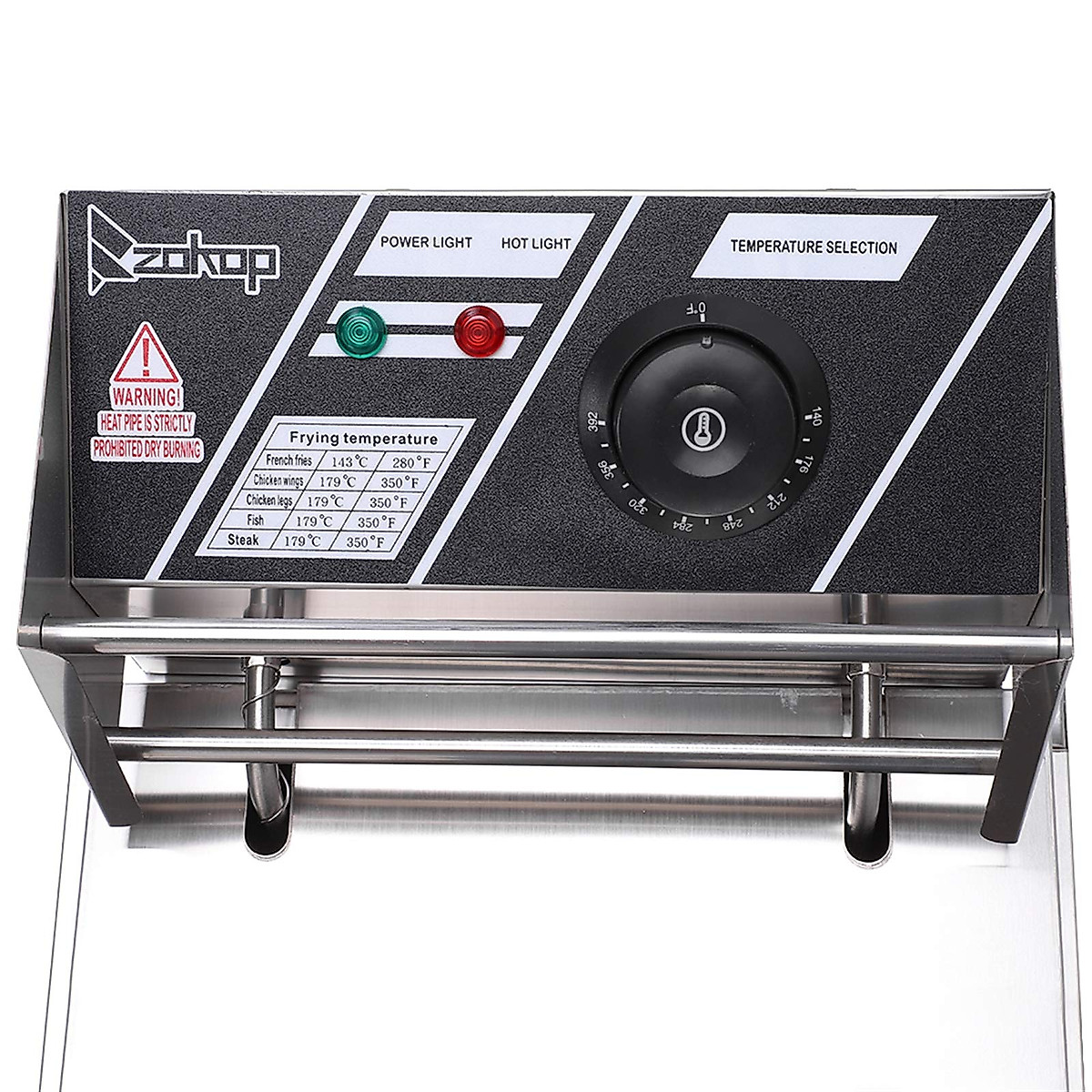 Winado 10QT Capacity Electric Deep Fryer with Baskets & Lids, 10L Countertop Stainless Steel Temperature Control Frying Machine, for Home & Commercial 2500W 60Hz 110V