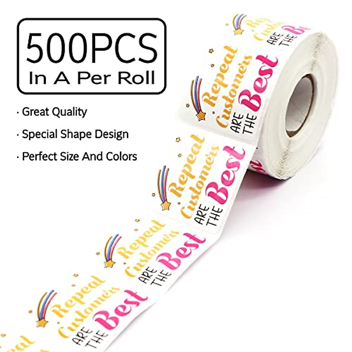 Repeat Customers are The Best Stickers,Thank You Stickers,Handmade Stickers,Small Shop Stickers,Envelopes Stickers for Small Business, Online Retailers,Handmade Goods,500 Labels Per Roll